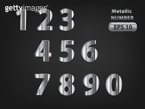 Collection of Metallic number 이미지 (837256778) - 게티이미지뱅크