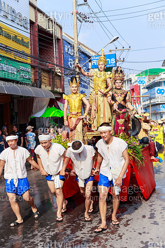 Songkran Festival Parade Traditional culture of Salung Luang Procession ...
