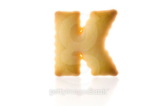 Letter K Cookie Biscuit english capital font isolated on white with ...