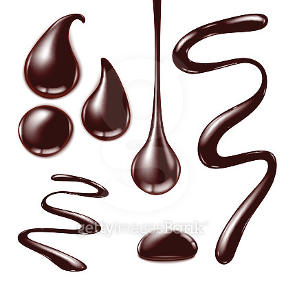 Set of realistic melted chocolate drops isolated illustration ...