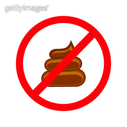 No pooping sign isolated white. Symbol forbidden, pooping stop, vector ...