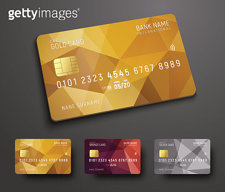 Design of a credit (debit) bank card with a gold, bronze and silver ...