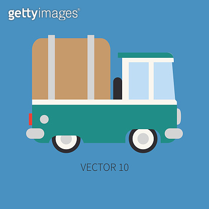 Plain flat vector color icon service staff car. Commercial vehicle ...