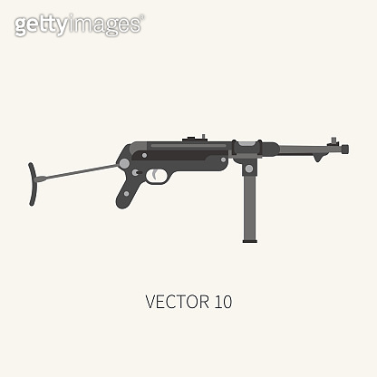 Color flat plain vector military icon machine gun. Army equipment and ...
