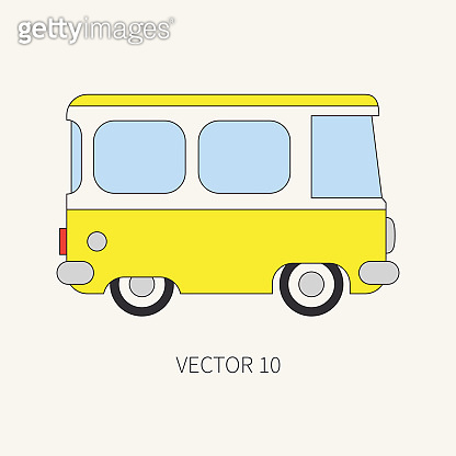 Line flat vector color icon minibus taxi car. Commercial vehicle ...