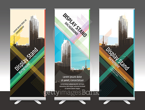 Vertical display banner stand roll up design background layout template ...