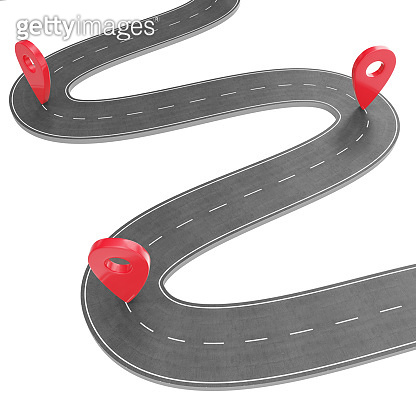 Road infographic with pin pointer. Navigation concept with pin pointer ...