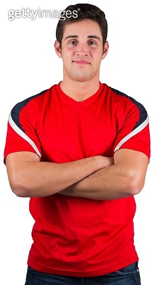 Handsome football fan in red jersey 이미지 (834810858) - 게티이미지뱅크