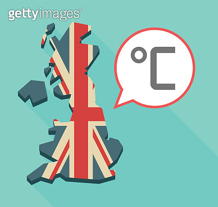 Long shadow UK map with a celsius degree sign 이미지 (825117652) - 게티이미지뱅크
