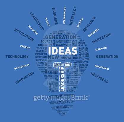 Vector word cloud of ideas light bulb 이미지 (641076566) - 게티이미지뱅크