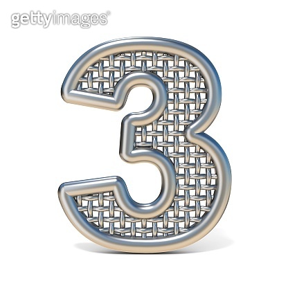 Outlined metal wire mesh font Number 3 THREE 3D (680312114) - 게티이미지뱅크