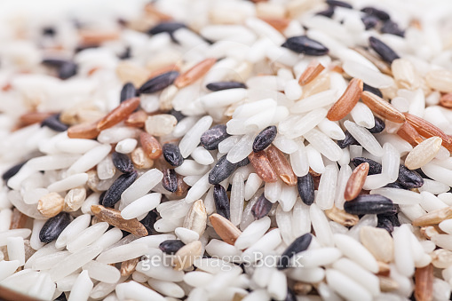 Miscellaneous grains, rice, black rice, brown rice close-up (652858744 ...