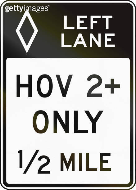 United States MUTCD regulatory road sign - High occupancy vehicle lane ...