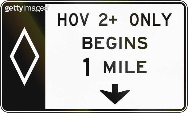 United States MUTCD regulatory road sign - High occupancy vehicle lane ...