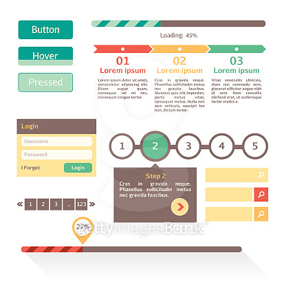 Progress bar set. Loading status bar vector web indicator. Process download step by step ...