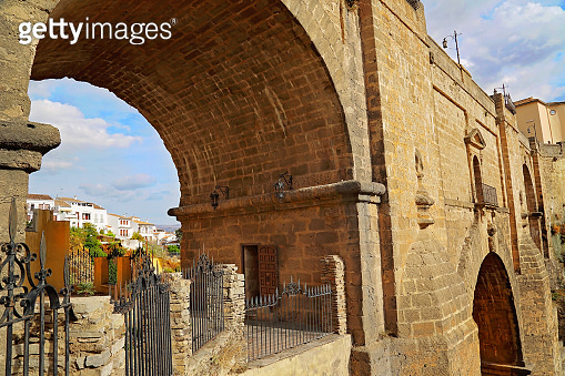 Ronda, Famous Puente Nuevo Bridge's Arch (853503290) - 게티이미지뱅크