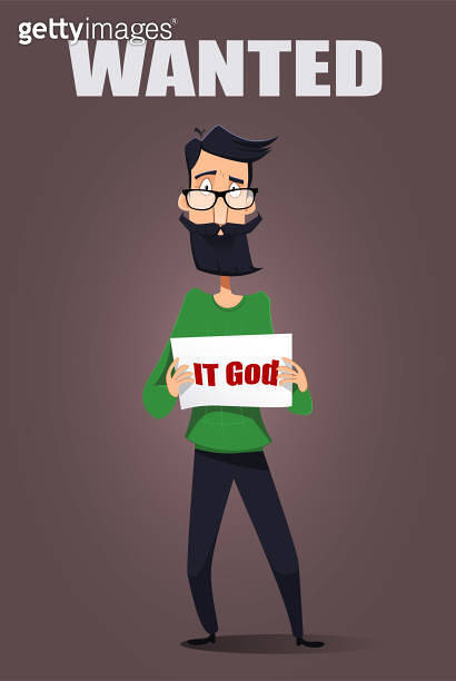 Cartoon IT specialist holding sign. 이미지 (891690716) - 게티이미지뱅크