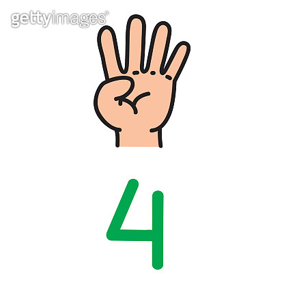 Kid's hand showing the number four hand sign. 이미지 (883132664) - 게티이미지뱅크