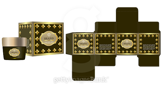 Packaging design, gold luxury box design template and mockup box ...