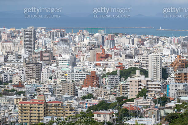 OKINAWA, JAPAN - October 20 , 2017: Okinawa skyline view from shuri ...