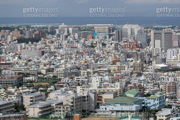 OKINAWA, JAPAN - October 20 , 2017: Okinawa skyline view from shuri ...