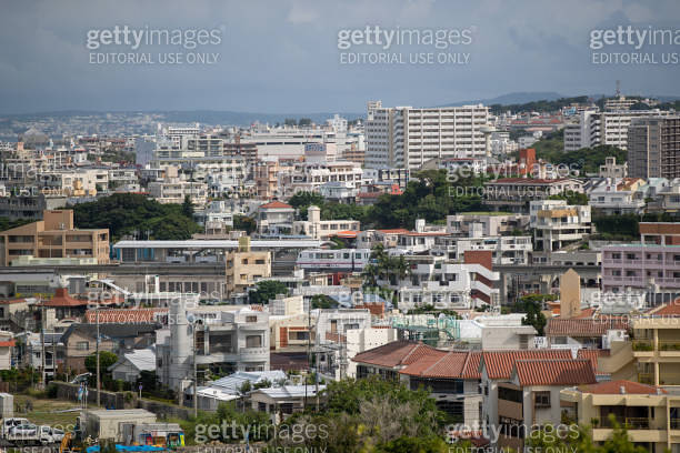 OKINAWA, JAPAN - October 20 , 2017: Okinawa skyline view from shuri ...