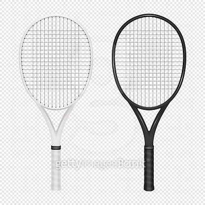 Illustration of sports realistic icon set - two tennis rackets. White ...