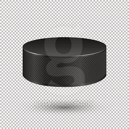 Vector realistic flying ice hockey puck closeup isolated on transparent ...