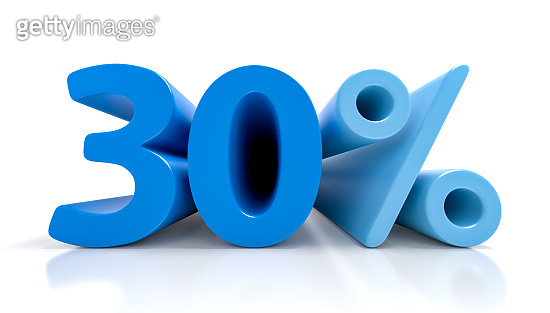 30 percent blue symbol isolated on white background. 이미지 (885347274 ...