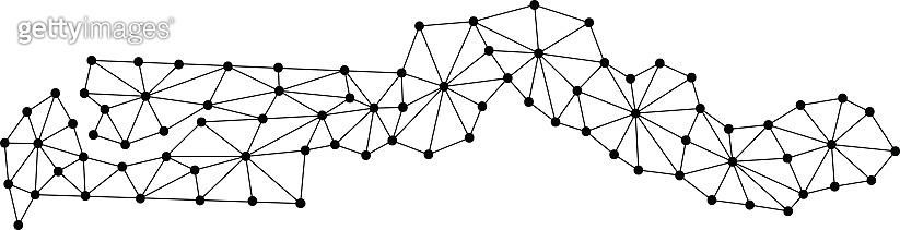 Gambia map of polygonal mosaic lines network, rays and dots vector illustration. (843342858 ...