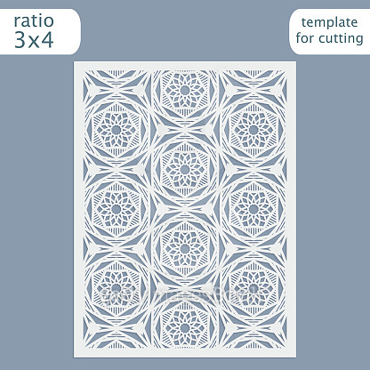 Laser cut wedding invitation card template. Cut out the paper card with ...