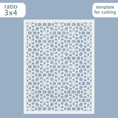 Laser cut wedding invitation card template. Cut out the paper card with ...