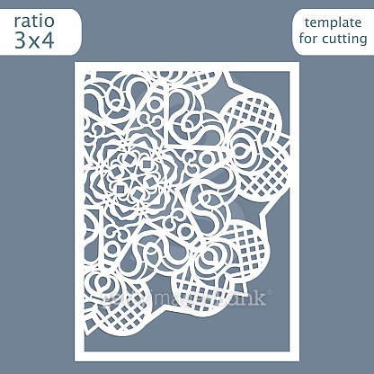 Laser cut wedding invitation card template. Cut out the paper card with ...