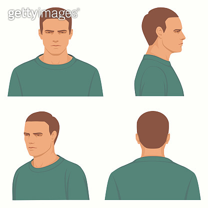 vector man, front, side, profile view of head (899889670) 일러스트, 무료 일러스트 ...