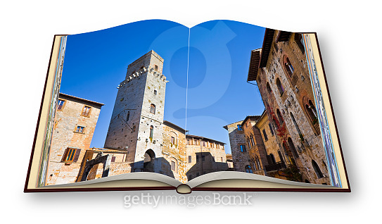 Medieval buildings of San Gimignano (Tuscany - Italy) - 3D render of an ...
