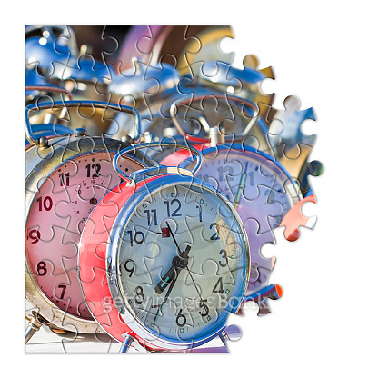 Learn to manage the time - Old colored metal table clocks, concept ...