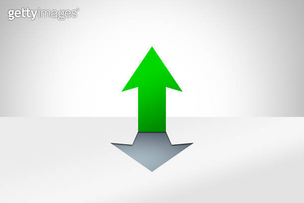 Pointing Up Arrow Paper Cut and Fold Art 이미지 (896080572) - 게티이미지뱅크