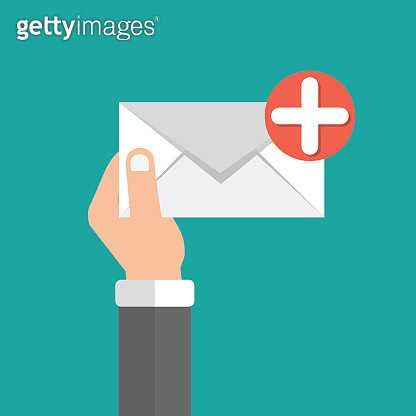 Incoming e mail message and mail delivery service concept. White ...