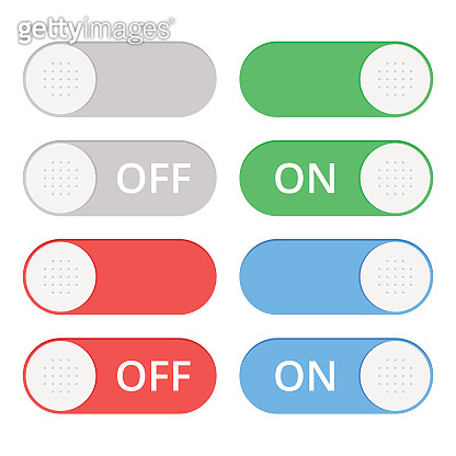 Set of colorful toggle switch icons. Switch buttons. On and Off ...