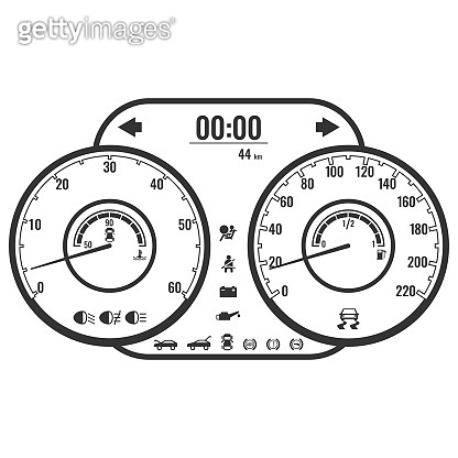 Dashboard instrument control panel or fascia in simple style design ...