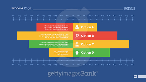 Four Options Bar Chart Slide Template 이미지 (665411478) - 게티이미지뱅크