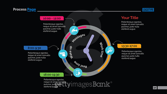 Clock Infographic Diagram Slide Template 이미지 (682543138) - 게티이미지뱅크