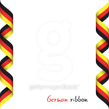 Colored ribbon with the German tricolor, symbol of the German flag ...