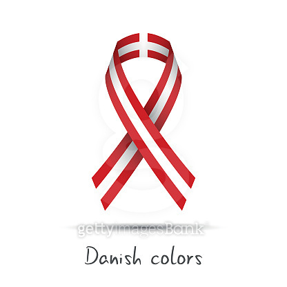 Modern colored vector ribbon with the Danish colors isolated on white ...