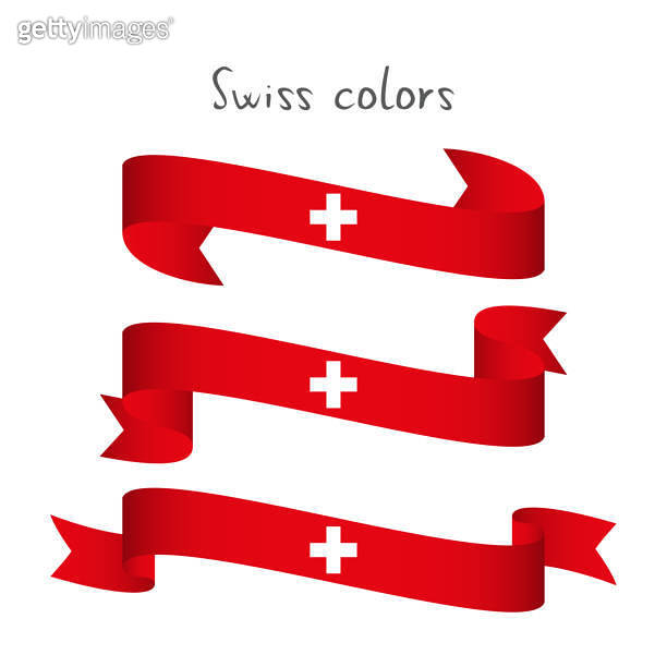 Set of three modern colored vector ribbon with the Swiss colors ...