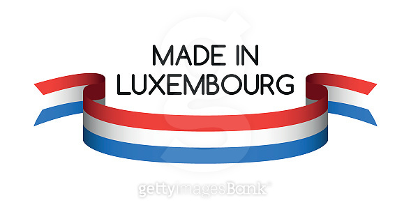 Colored ribbon with the Luxembourg tricolor, Made in Luxembourg symbol ...
