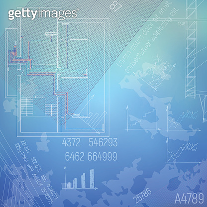 Construction concept. Blueprint with a heating system. HVAC engineering ...