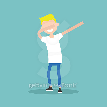 Young character making DAB dance / flat editable vector illustration ...