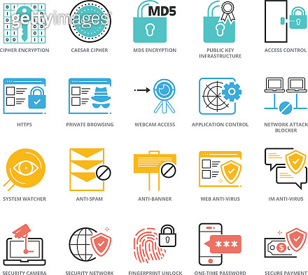 Color Icons set of Security Network 이미지 (836094366) - 게티이미지뱅크