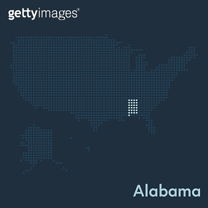 Pixelated map of the USA with Alabama state highlighted (859258988 ...